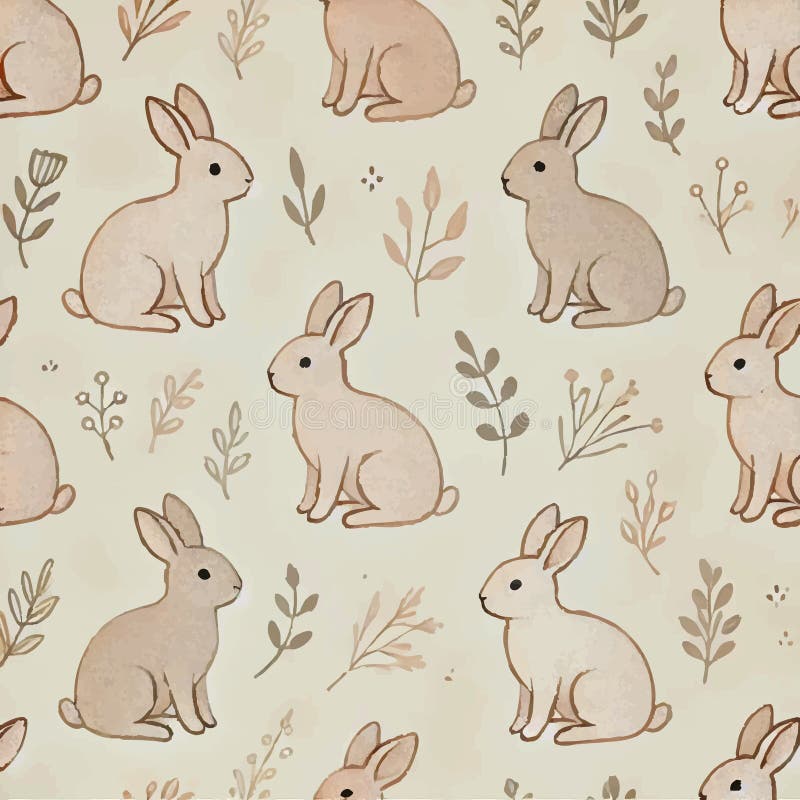 Soft Bunny Rabbit Print Design in Vector Stock Illustration ...