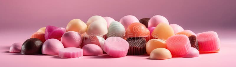Soft Candies on a Gradient White Pink Background. Generative AI Stock ...