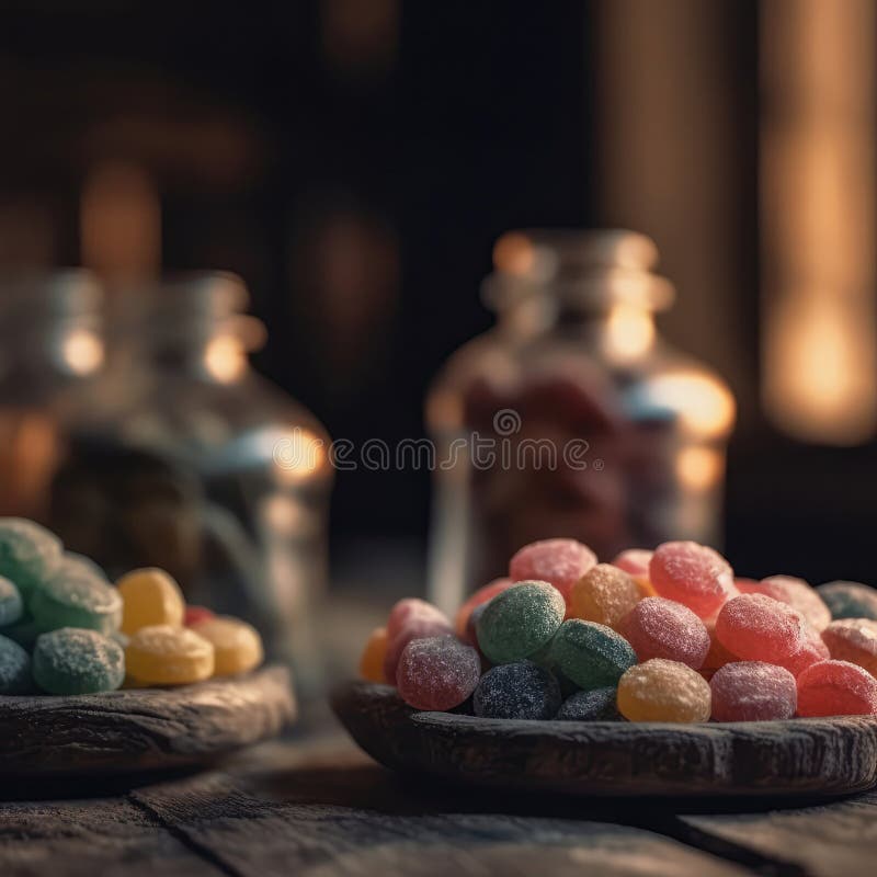 Soft Candies on Stone in Rustic Pub. Generative AI Stock Illustration ...