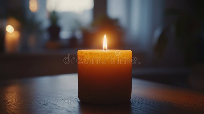 A Slow-motion Close-up of a Single Candle Flickering, with the Flame ...
