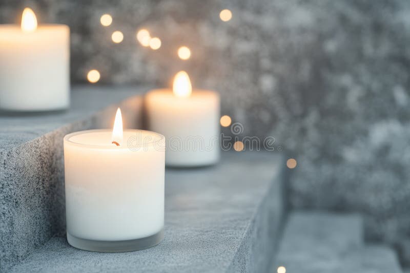 Soft Candlelight Illuminates Tranquil Steps in an Elegant Setting Stock ...