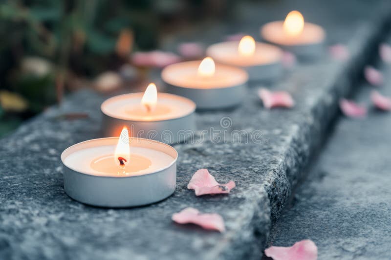 Soft Candlelight Illuminates Tranquil Steps in an Elegant Setting Stock ...