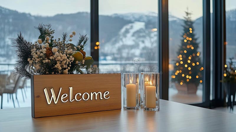 Soft Candlelight Illuminates a Welcome Sign As it Hangs Invitingly by ...