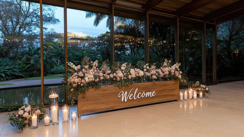 Soft Candlelight Illuminates a Welcome Sign As it Hangs Invitingly by ...
