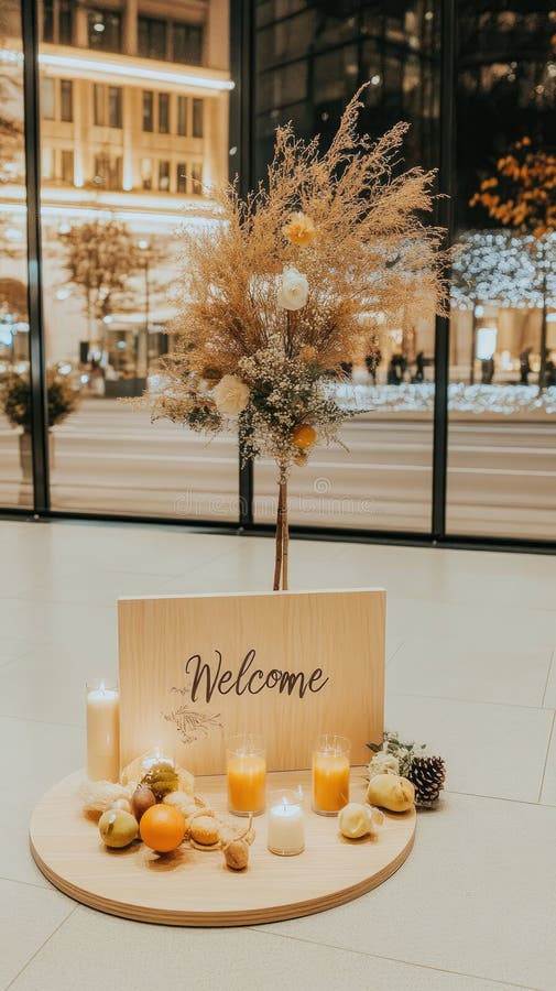 Soft Candlelight Illuminates a Welcome Sign As it Hangs Invitingly by ...