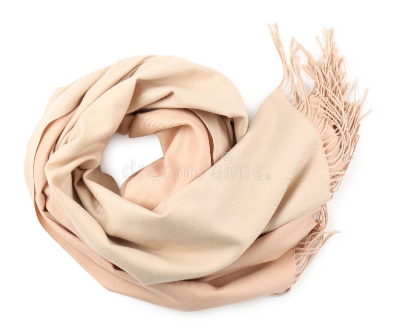 Soft Cashmere Scarf Isolated on White, Top View Stock Image - Image of ...