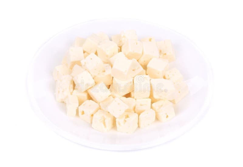 Cheddar Cheese Cut into Cubes. Stock Photo - Image of edible, white ...