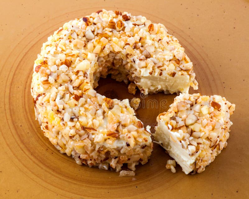 Soft White Cheese Covered in Edible Flowers. Stock Photo - Image of ...