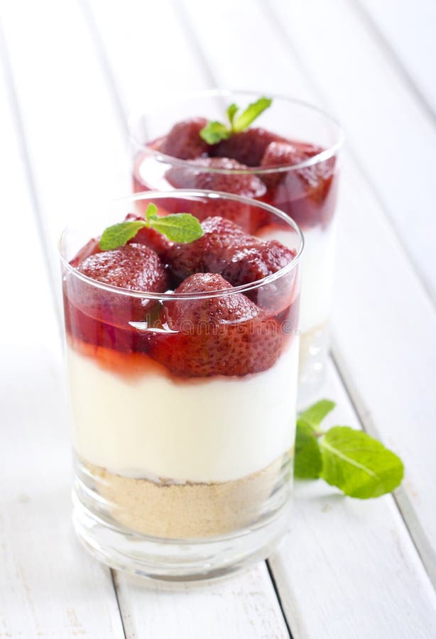 Soft Cheese and Strawberry Dessert Stock Image - Image of berry, food ...