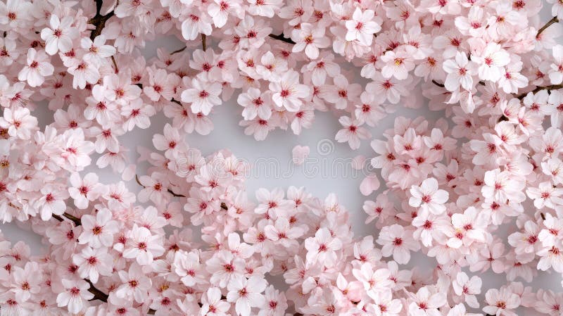 Soft Cherry Blossoms in Light Pink Bloom Against a Calming Sky Blue ...
