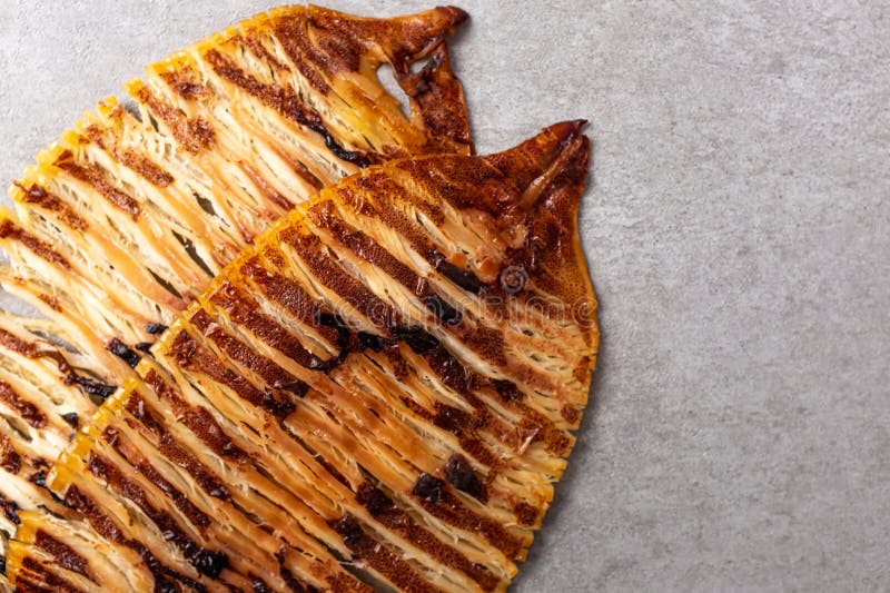 Soft and Chewy Dried Squid Grilled Stock Photo - Image of chewy, fish ...