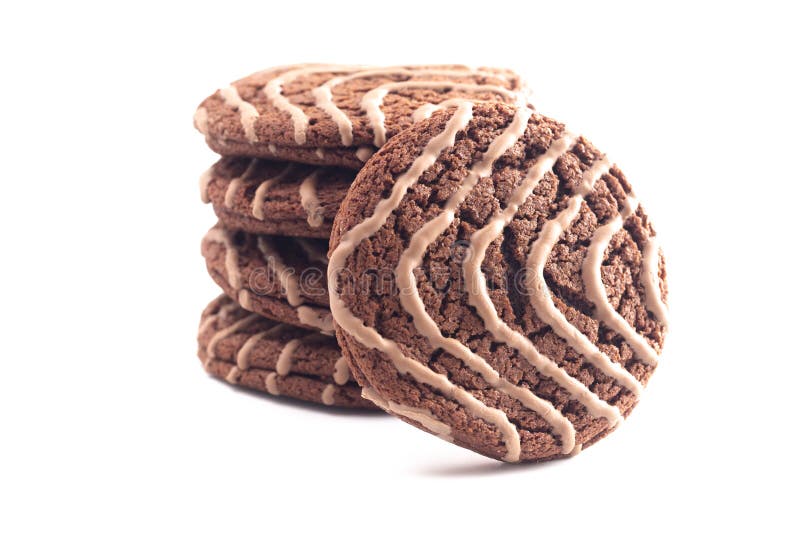 Soft Chocolate Fudge Cookie with Swirl Icing on a White Background ...