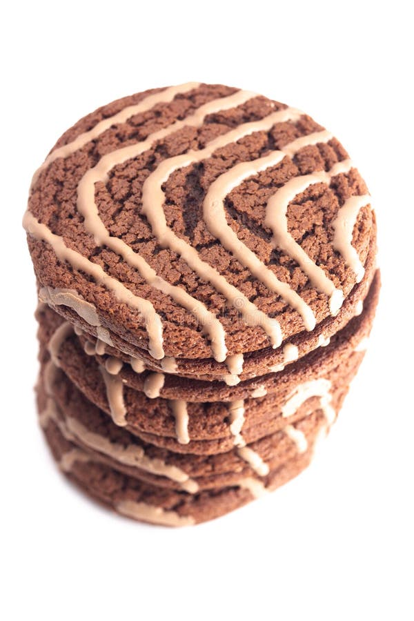 Soft Chocolate Fudge Cookie with Swirl Icing on a White Background ...