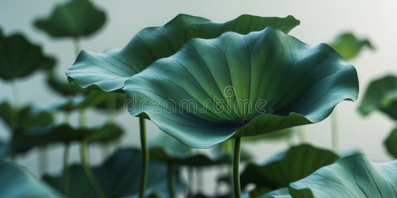 Soft Close Up of Dark Green Lotus Leaves with Smooth Textures Stock ...