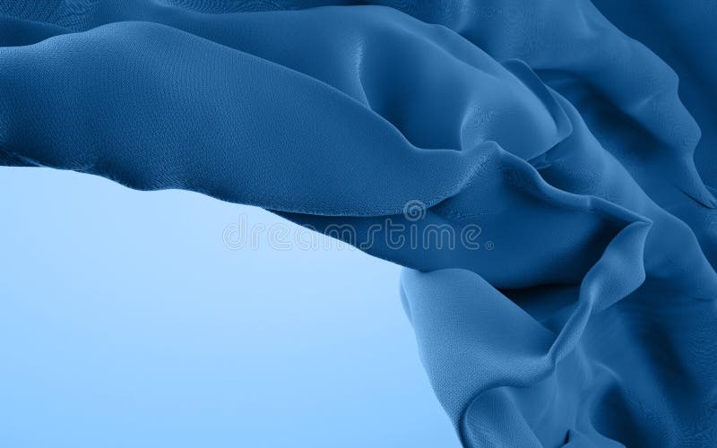 Soft Cloth Drapery Classic Blue Material on Flat Background 3d ...