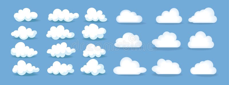 White Clouds Isolated Icon Set Template for Nature Illustration. Stock ...