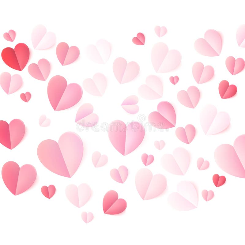 Soft Color Folded Paper Hearts Isolated on White. EPS 10 Stock Vector ...
