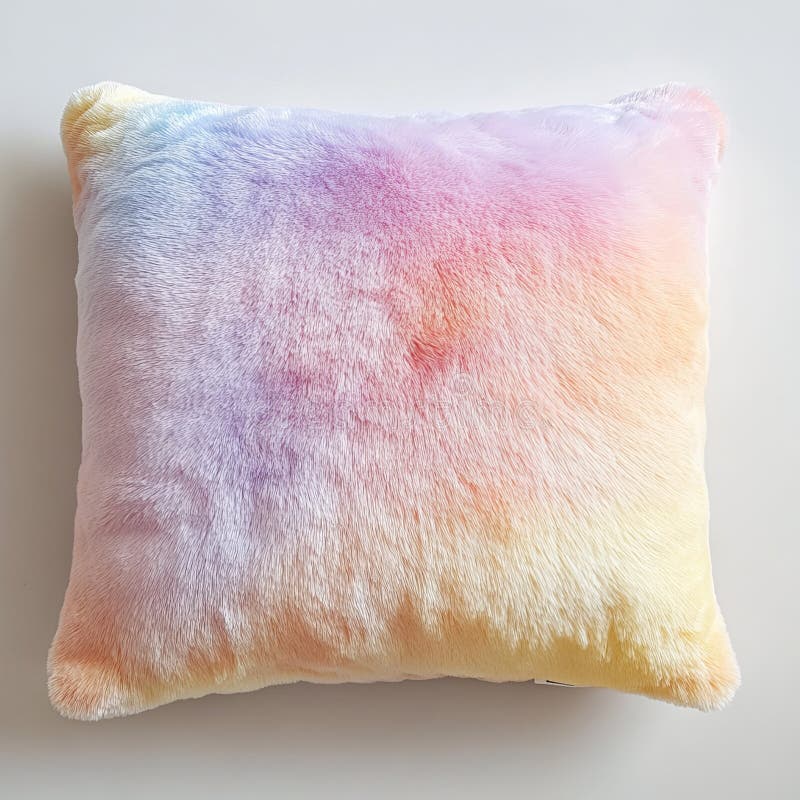 Soft and Colorful Plush Pillow with Pastel Rainbow Gradient on White ...