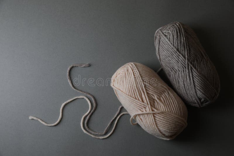 Soft Colorful Yarns for Knitting on Light Grey Background, Top View ...