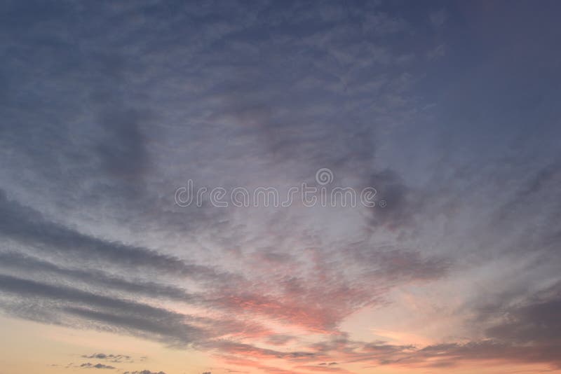 Soft Colors Pink with Blue Sky in Cirrus Clouds at Dawn Stock Photo ...