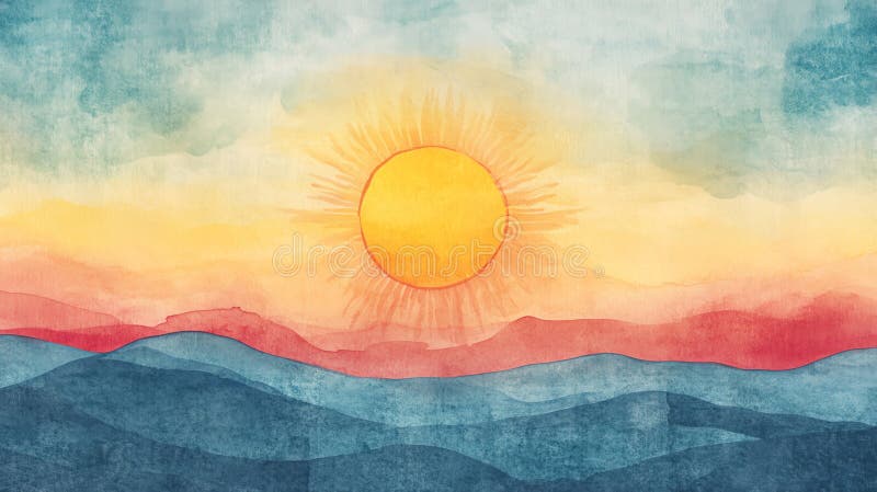 Soft Colors Sunrise Over Horizon with Mosaic Effect Stock Image - Image ...