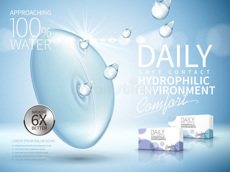 Soft contact lenses ad stock vector. Illustration of lens - 84633721