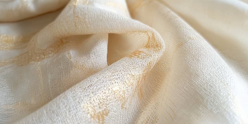 Soft Cream Linen Texture Subtle Golden Threads Woven Intricate Stock ...