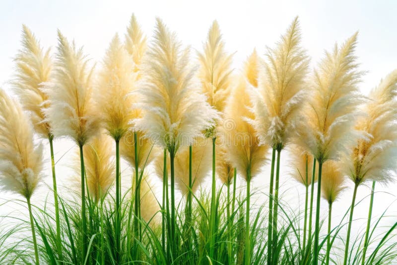 Soft Cream Pampas Grass Plume Against a Crisp White Background a Study ...