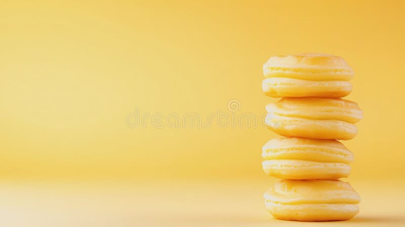 Soft Cream Puffs on Smooth Yellow Background Stock Photo - Image of ...