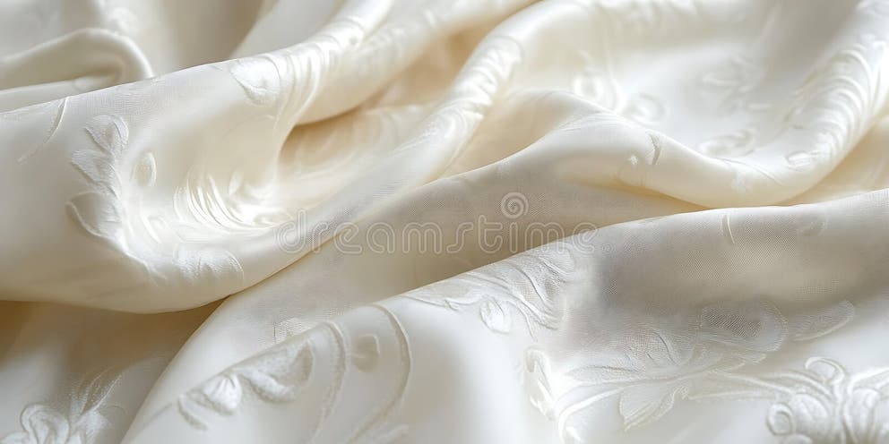 Soft Creamy White Silk Fabric with Subtle Floral Pattern for Wedding ...