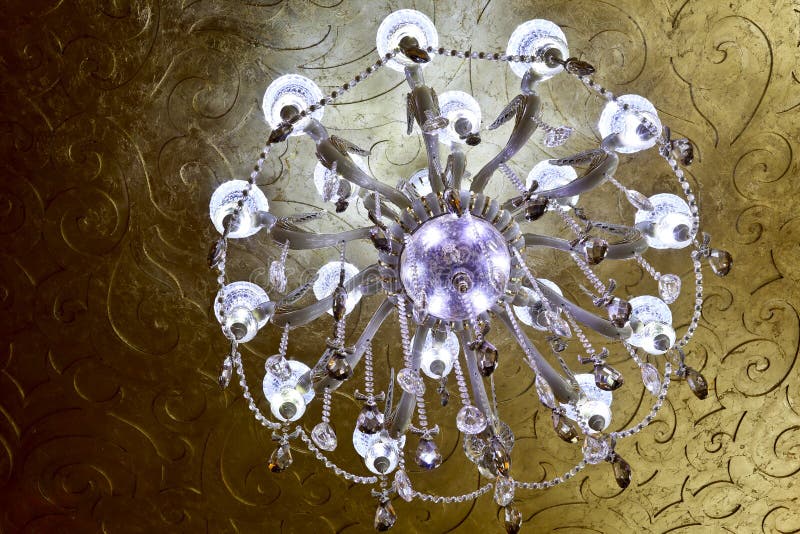 Soft Crystal Chandelier from Pattern Hung Under the Ceiling Stock Photo ...