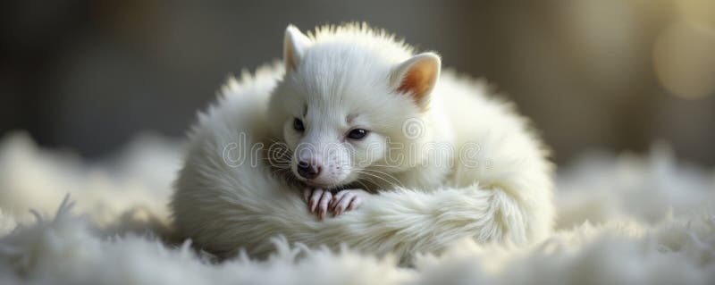 Soft and Cuddly Wolverine Snuggled Up in a Ball, White, Adorable ...