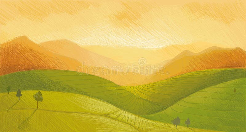 Soft Dale Landscape stock illustration. Illustration of plants - 42744920