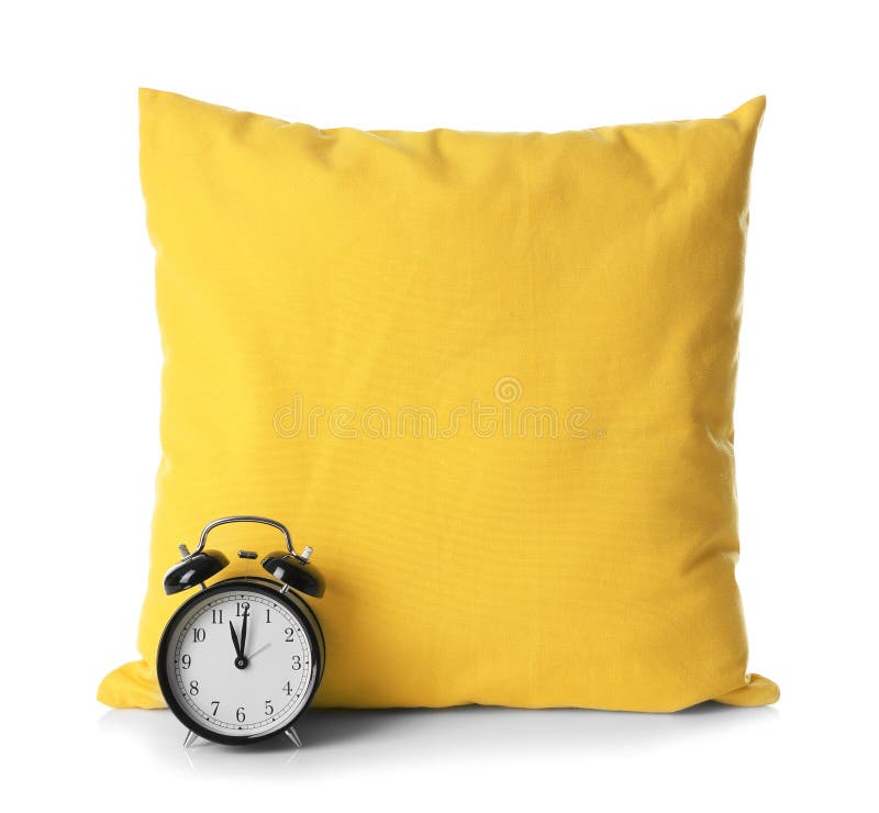 Soft Decorative Pillow and Alarm Clock Stock Image - Image of soft ...
