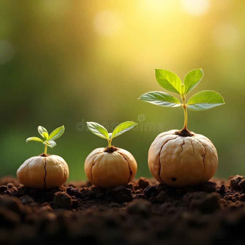 A Soft and Delicate Seed, with Visible Cracks and a Slowly Growing ...