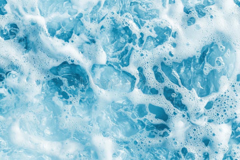 Soft Detergent Foam Gently Swirling on Turquoise Water Surface Stock ...