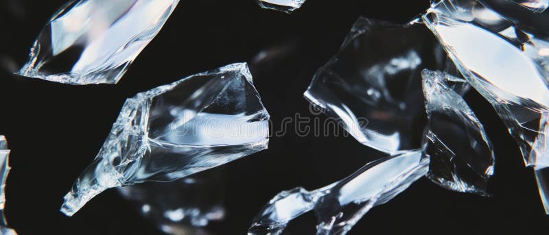 Soft Diffused Broken Glass Texture Against a Deep Black Background ...