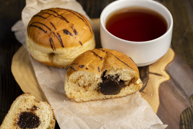 Sweet Dessert for Tea with Soft Chocolate Filling Stock Photo - Image ...