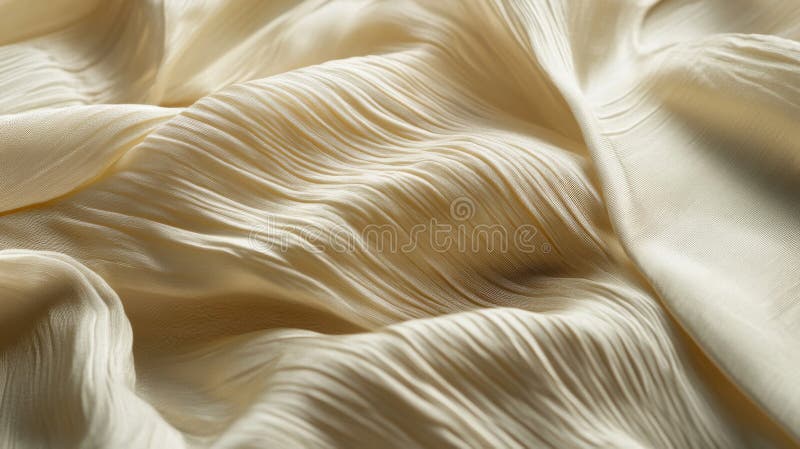 Soft, Draped, Cream-Colored Fabric with Pleated Texture Stock ...