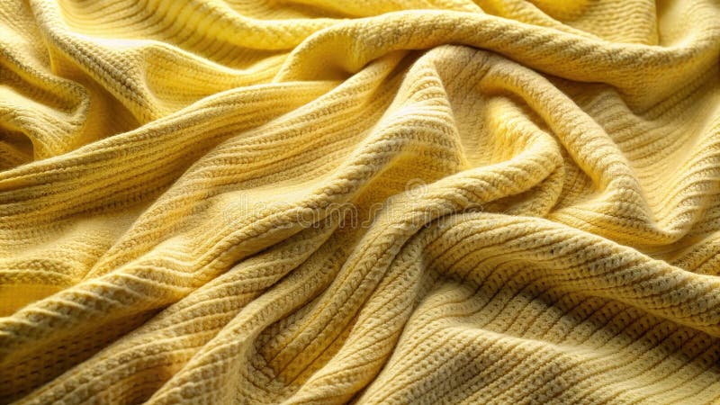 Soft, Draped Yellow Knit Textile with Textured Surface and Subtle Light ...
