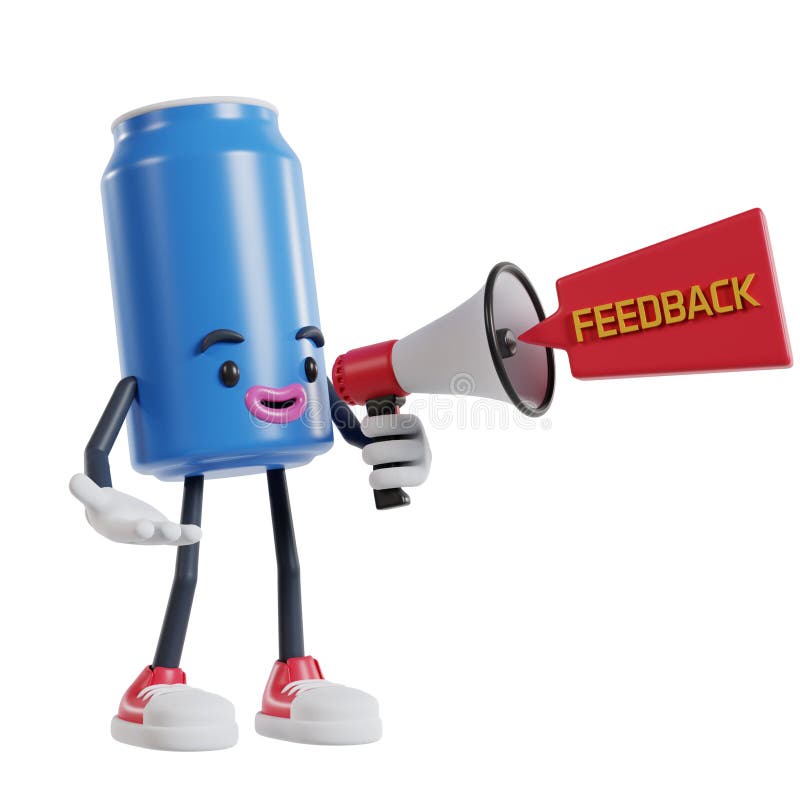 Soft Drink Can Cartoon Character Holding Megaphone Asking for Feedback ...