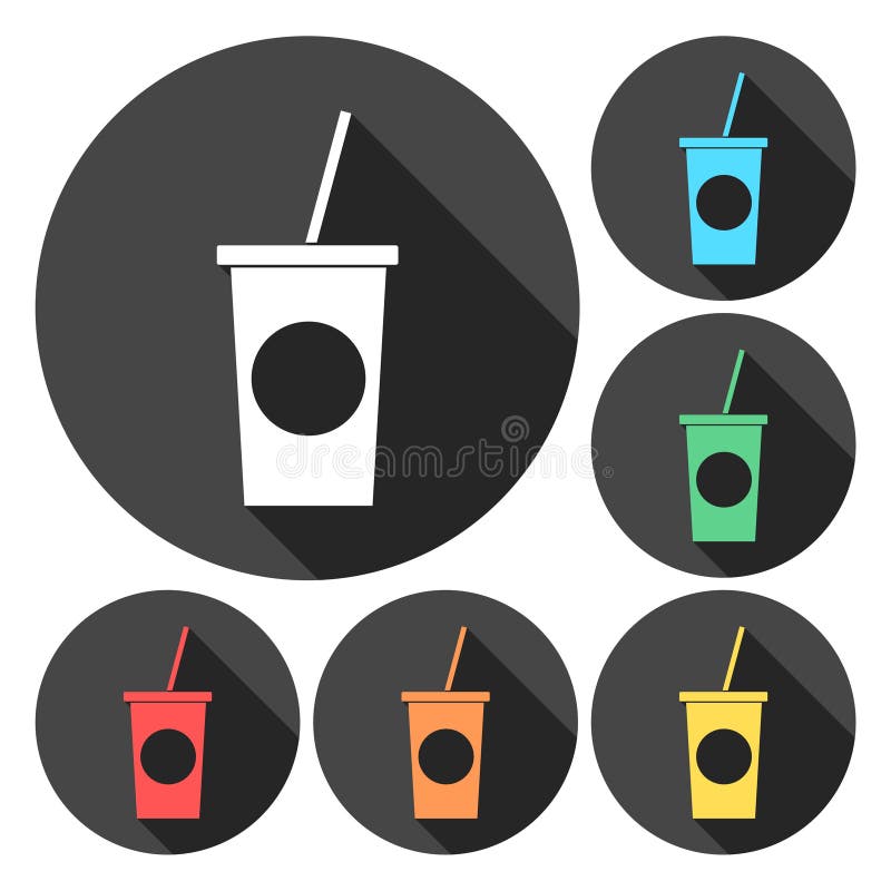 Soft Drink Icons Set with Long Shadow Stock Vector - Illustration of ...