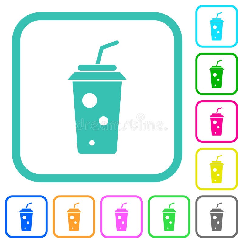Soft Drink with Straw Solid Vivid Colored Flat Icons Stock Vector - Illustration of plain, flat ...