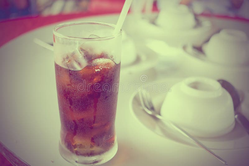 Soft Drink on the Table - Vintage Effect Stock Photo - Image of brown ...