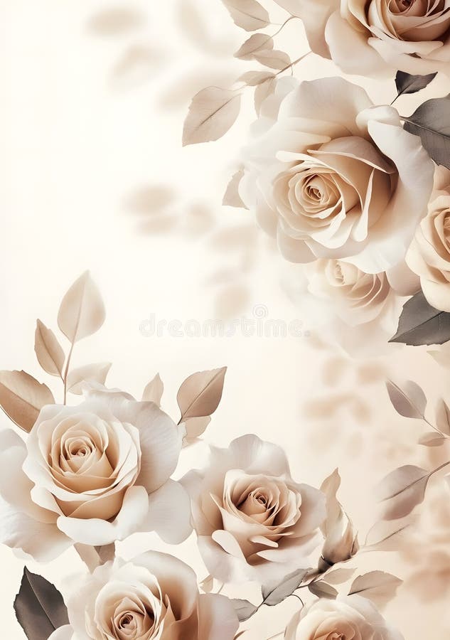 A Soft, Elegant Arrangement of Beige Roses on a Gentle Background ...