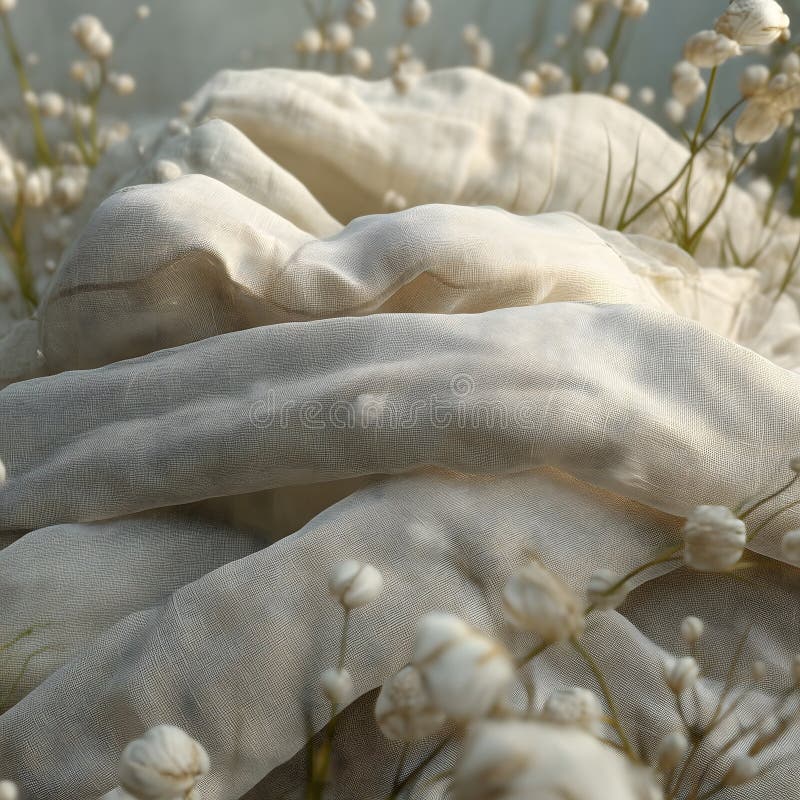 Soft Fabric Draped among White Flowers Stock Illustration ...