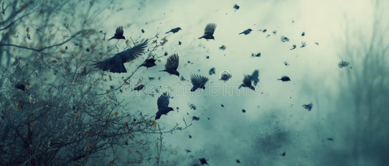 Melodic Symphony of Singing Birds in a Tranquil Forest at Dawn Stock ...