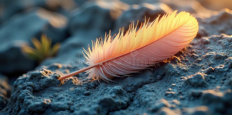 Soft Feathery Texture Against a Rocky Surface, Calming, Rugged Stock ...