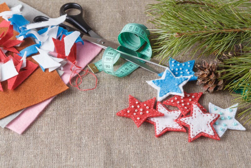 Soft Felt Figures on Coarse Woven Stock Photo - Image of space, cloth ...