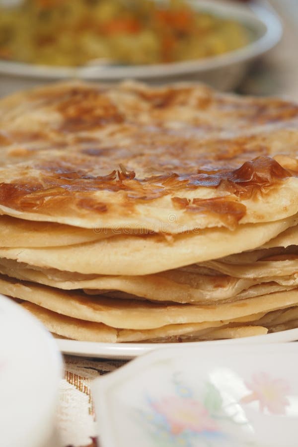 Delicious Warm Flatbreads Stacked Plate Stock Photos - Free & Royalty ...
